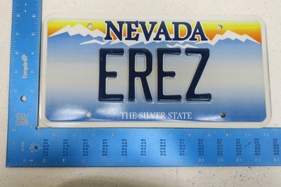 Nevada Vanity License Plate Tag NV EREZ Cedar Tree Erez Crossing Gaza ...