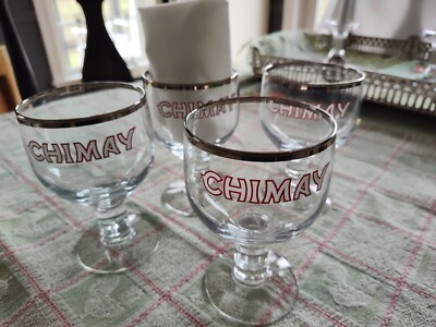 4 Vtg Chimay Beer Glass Chalice Style Stemmed 16 oz Glasses Belgium ...