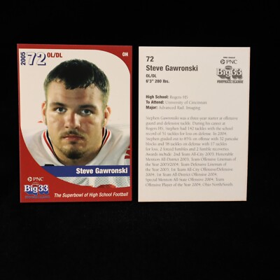 2005 Steve Gawronski Big 33 Ohio "RED" High School Football #OH72 | eBay