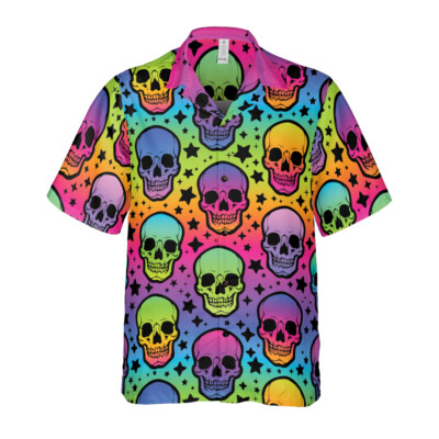 Gradient Skulls Button Up Shirt | eBay