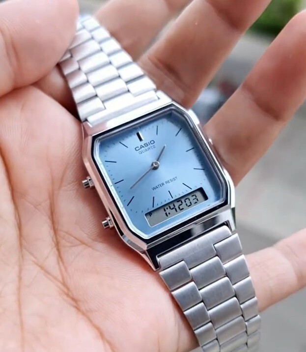 Casio AQ-230A-2A1 Vintage Trending Color Ice Blue Analog Digital Unisex ...