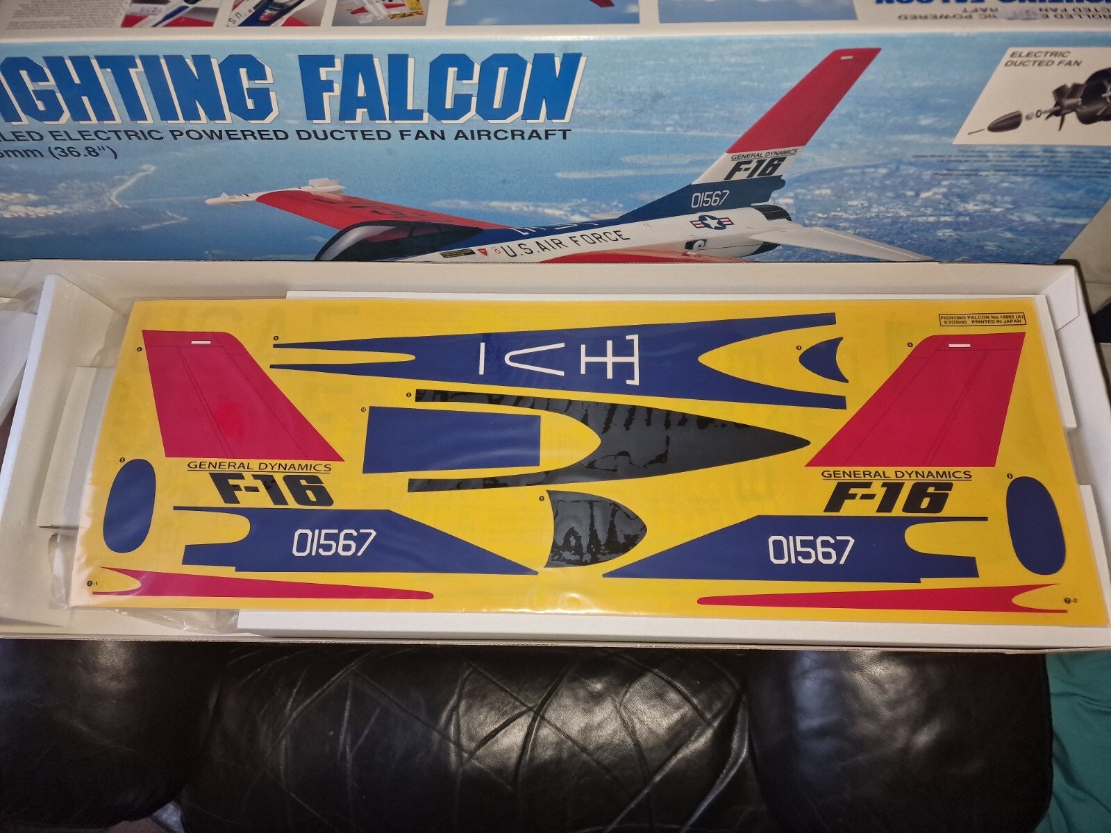 Vintage Kyosho EP F-16 Fighting Falcon 935mm Span EDF RARE Kit 10802 ...