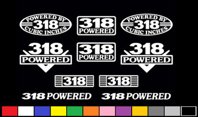 10 DECAL SET 318 CI V8 POWERED 5.2 ENGINE STICKERS EMBLEMS VINYL BADGE ...