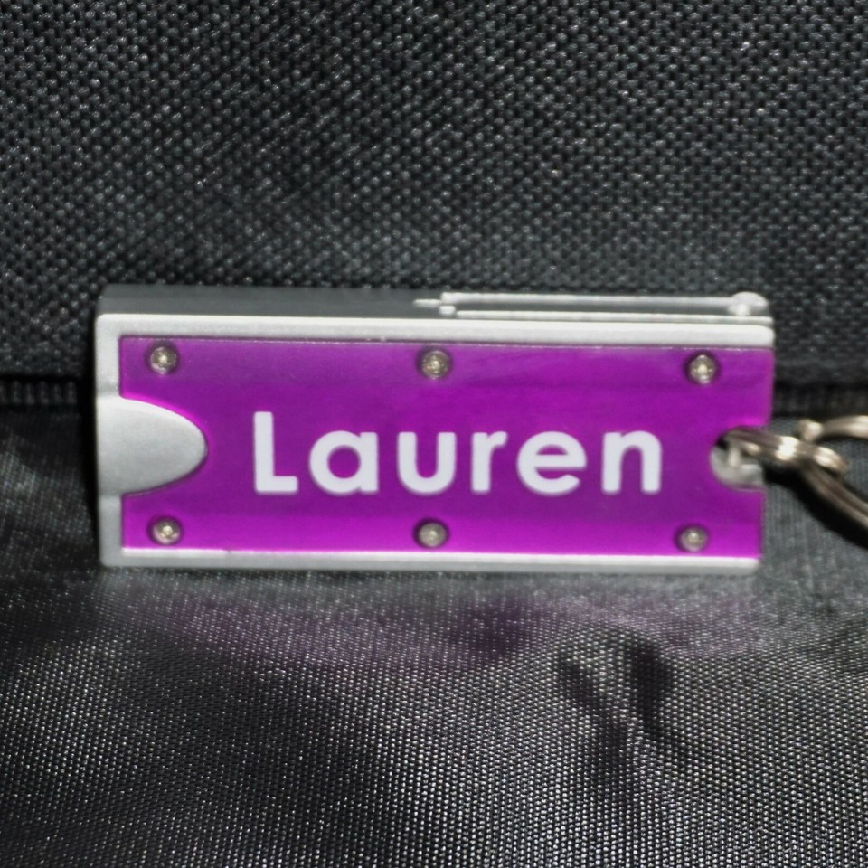 Personalized Keychain Light Up Key Ring Choose Name Colorful Mini Flash ...