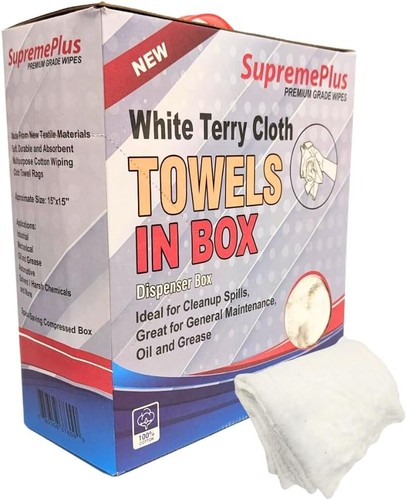 Premium White Terry Cloth Rags - Shop Clean & 5 lbs. Compressed Box, | eBay