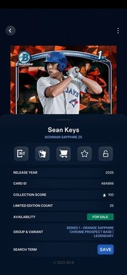 Sean Keys Digital Bunt 2025 Orange Sapphire Chrome /25 | eBay