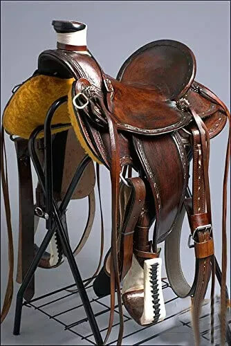Western wade tree roping Leather Horse Saddle Full Tack Set. Size-10 ...