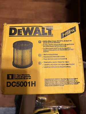 DeWALT HEPA FILTER DC5001H Replacement For DC500 VACUUM NOS NEW OPEN ...