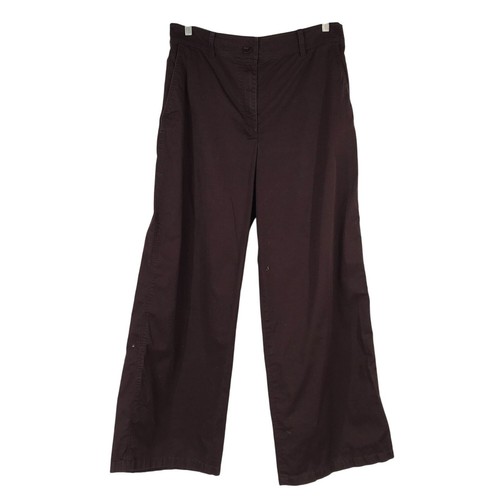 COS - WOMEN'S EUR 44 - BURGUNDY WIDE LEG COTTON BLEND PANTS | eBay