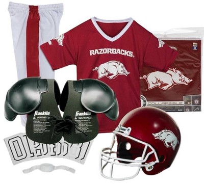 Arkansas Razorbacks Kids NCAA 6pc Football Uniform & Storage Bin, Ages ...