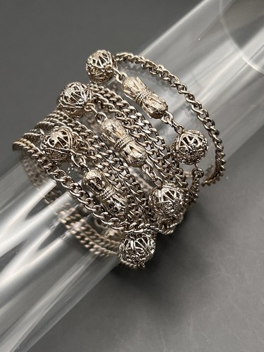 Unsigned Napier Heavily Silver Plated filigree Ball Beaded Chain ...