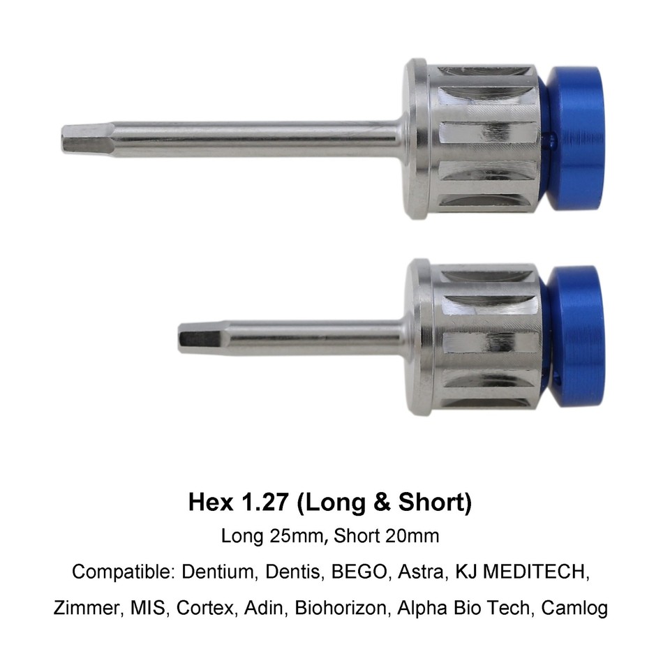 2Pcs Dental Implant Hex 1.27 Hand Drivers MIS Screwdriver Adin Camlog ...