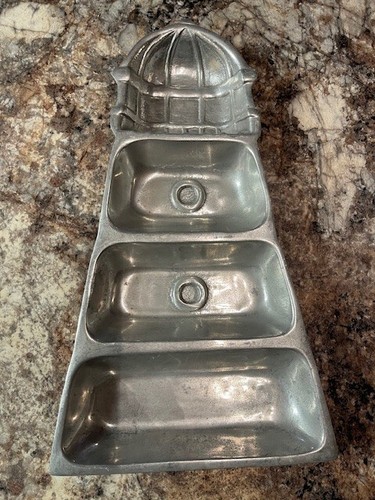 Pewter Lighthouse divided dish-heavy duty 14in snacks veggies | eBay