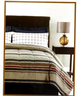 8 Pc Ellison Bed-in-a-Bag "Thompson" Navy Gray Red ~ Queen 86" x 86 ...