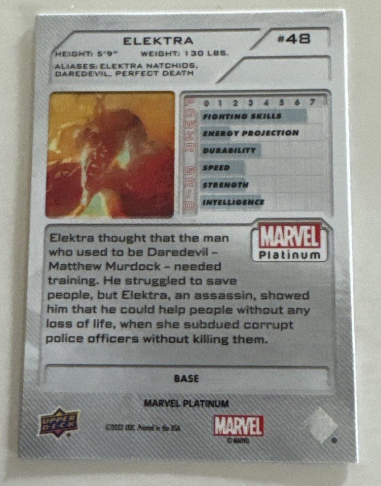 ELEKTRA 2023 Upper Deck Marvel Platinum #48 Base Card | eBay