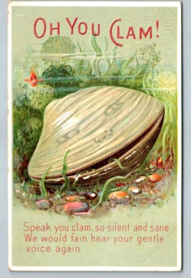 Oh You Clam !~ Antique Embossed Ocean Postcard Marine Biology Seafood ...