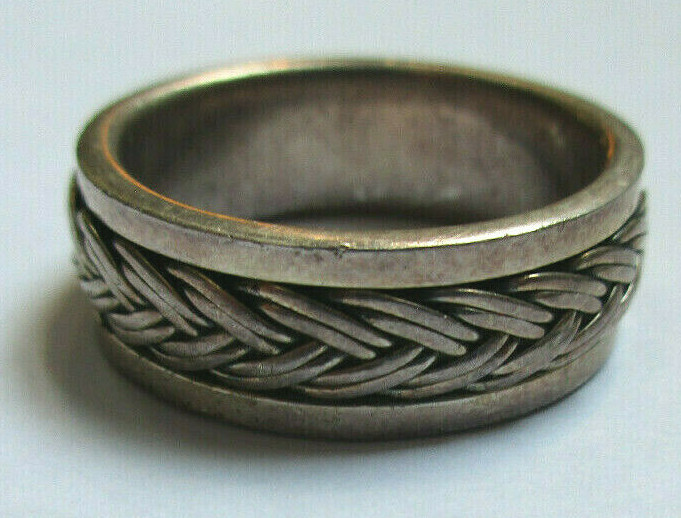 925 SILVER Moveable-Center Rope Design Ring 7 MM WID… - Gem