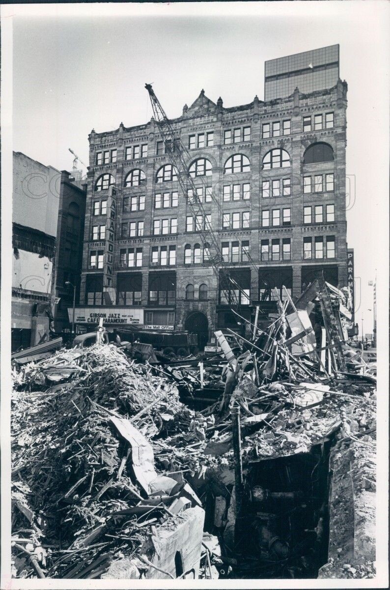 1980 Press Photo Demolition Rubble by Kittredge Building 1980s Denver ...