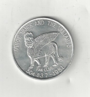 1975 VINCE VANCE VALIANTS FAN CLUB ROCK N ROLL MUSIC GREASER COIN MEDAL ...