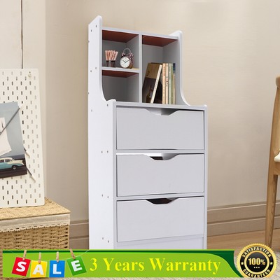 3 Drawers Bedside Table Storage Cabinet End Side Table Organizer ...