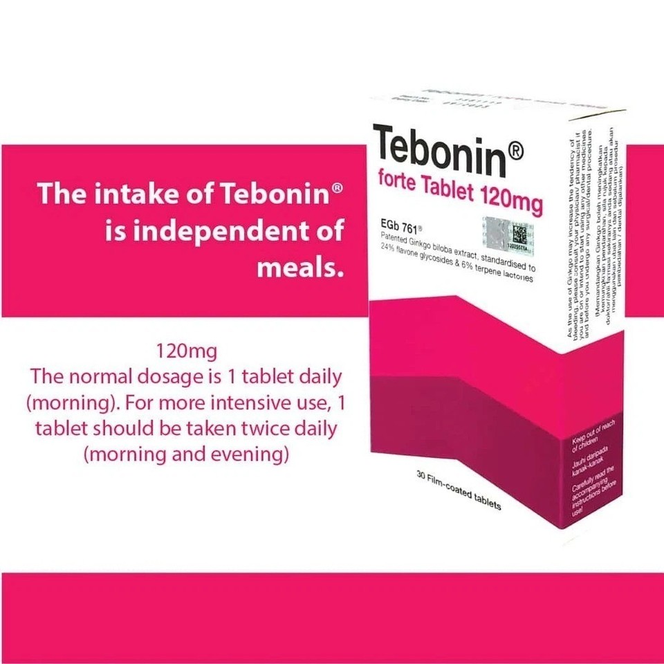 Tebonin Forte 120mg Ginkgo Biloba 30’s x5 – For Ringing Ears, Dizziness ...