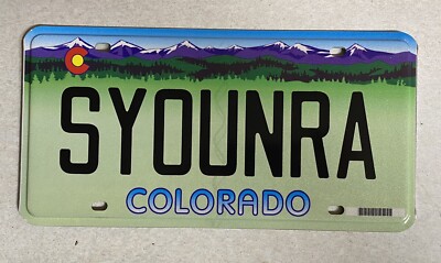 Undated Colorado Custom Vanity Licence Plate SYOUNRA Sayonara adios ...