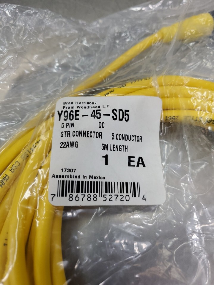 Brad Harrison Y96E-45-SD5 5-Pin 22AWG 5M PLC Cable. 5D-16 | eBay