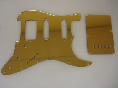 Strat Stratocaster Gold Mirror pickguard set Fender HSS | eBay