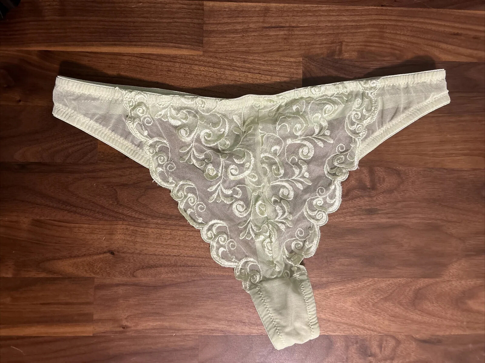 Vintage Ashley Taylor Thong Panties Sz 9 Lace Floral Mesh Y2k Whale