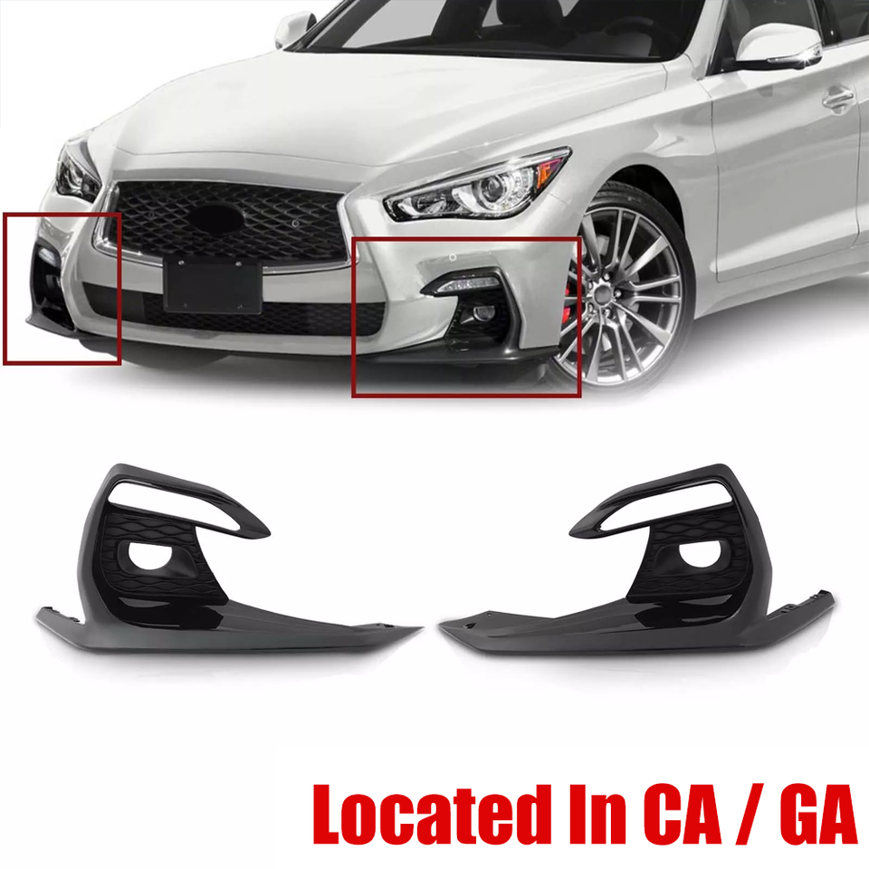 Bumper Fog Light Lamp Cover Black Grille Bezels Fit 2018-2020 Infiniti ...