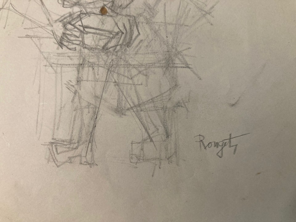Vintage Cubist Drawing Lead Pencil Elisabeth Ronget Cubism 1950 Art | eBay