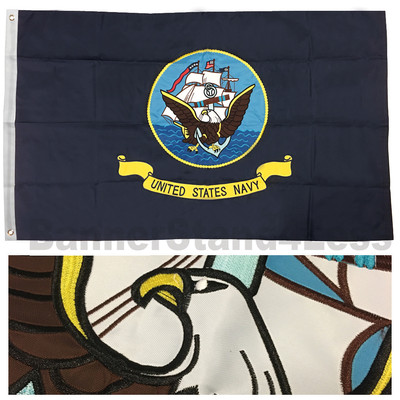 3x5 US NAVY Flag Embroidered Nylon Military Double Sided 2 Ply (ship ...