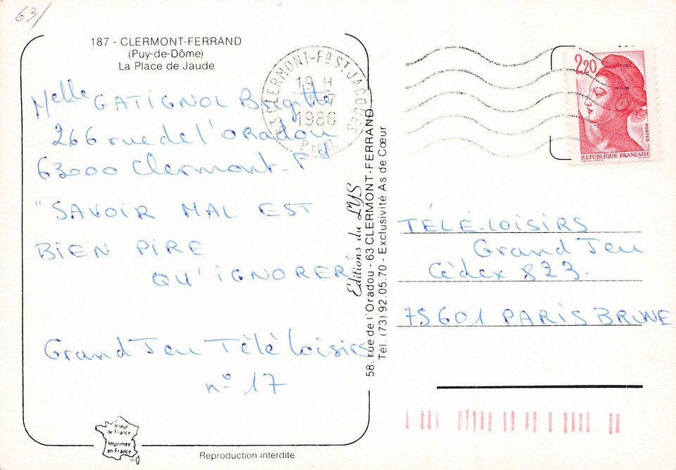 63 CLERMONT FERRAND LA PLACE DE JAUDE | eBay