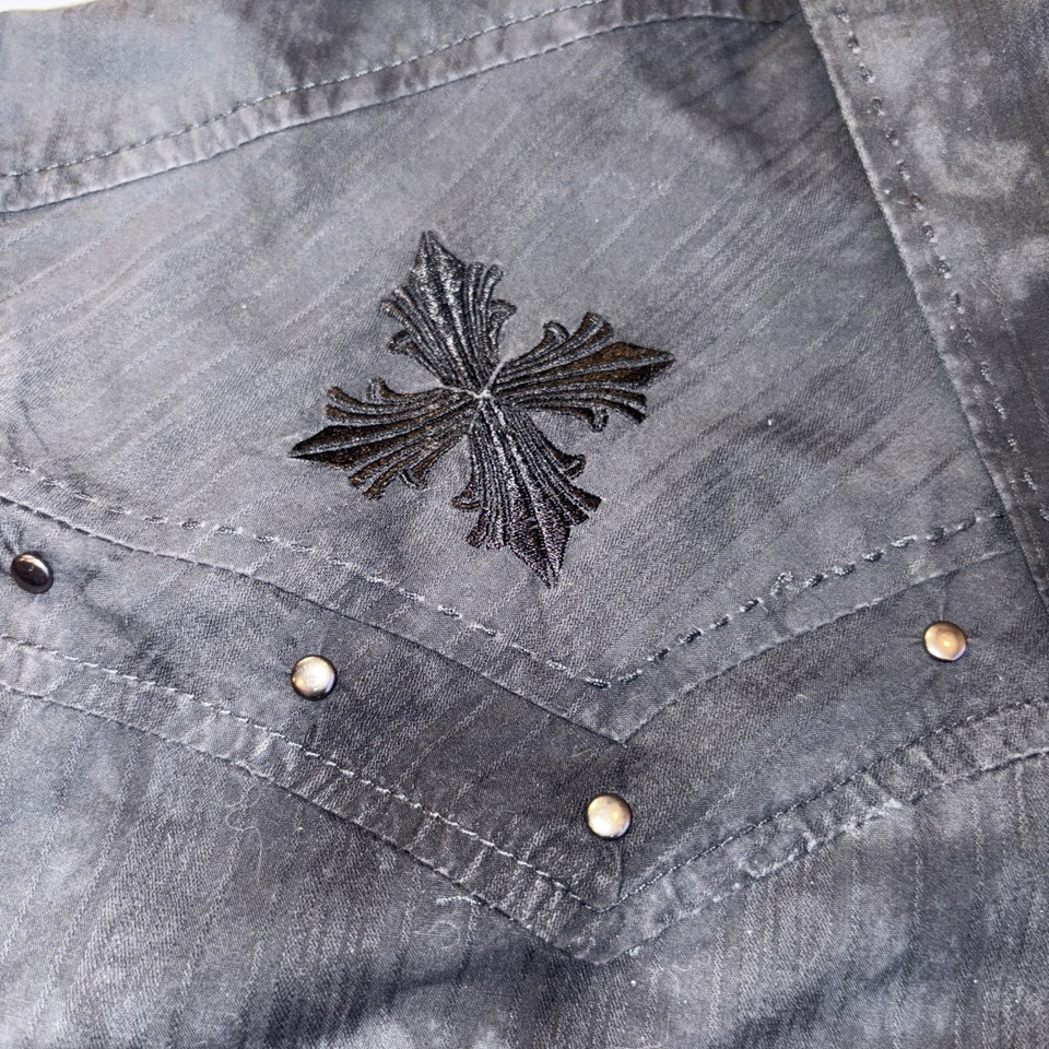 Vintage Y2K 90’s Affliction Black Distressed Acid Western Tattoo Gothic ...