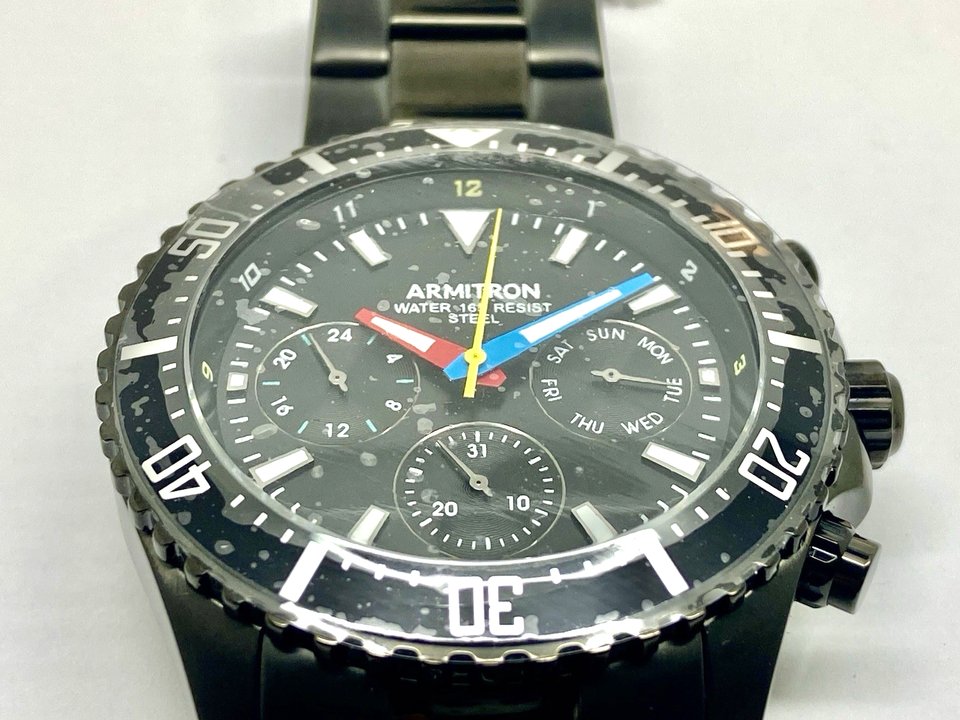 Armitron Men's Watch 20/5351TI Quartz WR50m Multi Black Dial 45mm New ...