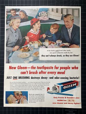 Vintage 1956 Gleem Toothpaste Print Ad | eBay