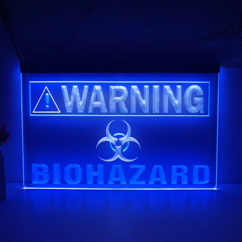 Warning Biohazard LED Neon Light Sign Danger Display Board Wall Art ...