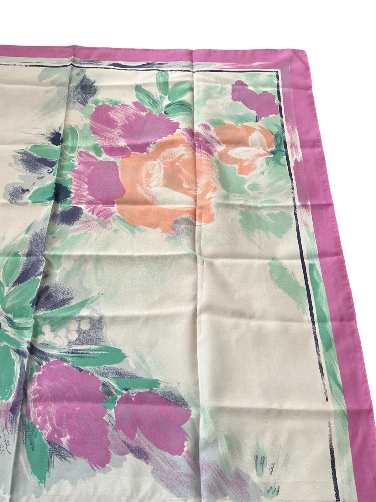 Floral Scarf Liz Sinclair Italy Multi Color Vintage 30x30" Pink Green ...
