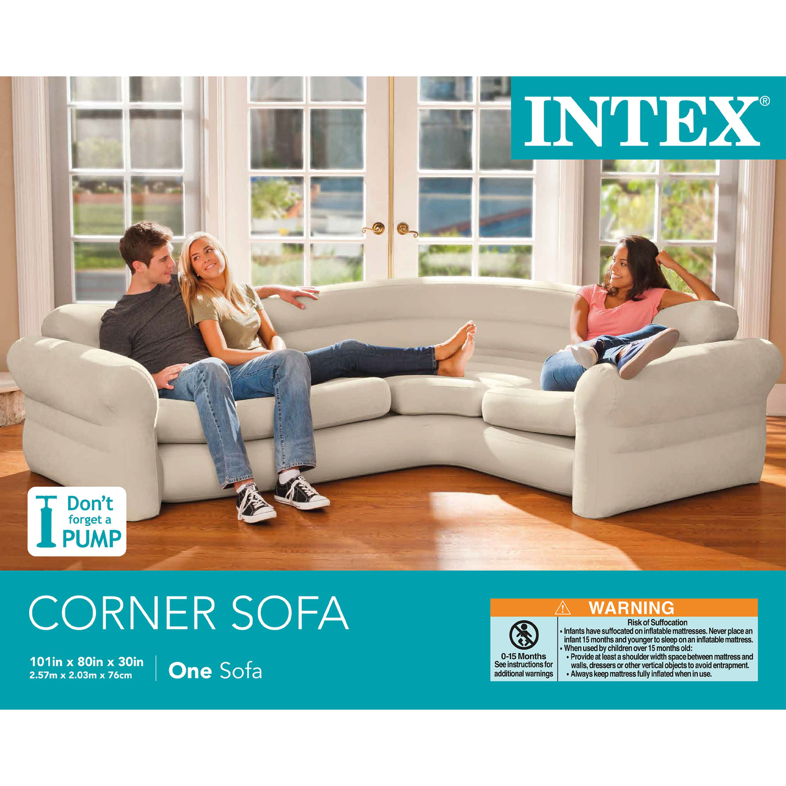 Intex Inflatable Corner Living Room Neutral Sectional Sofa | 68575EP ...