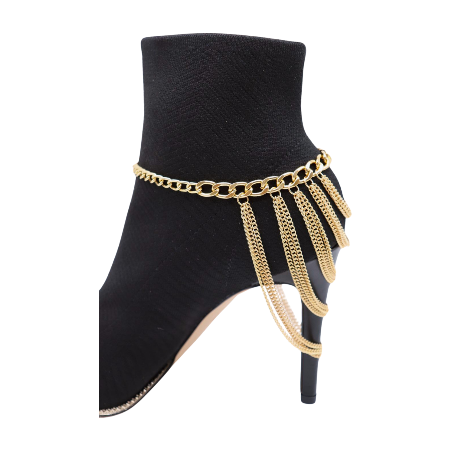 Women Gold Metal Chain Boot Bracelet Shoe Multi Strand Waves Charm ...