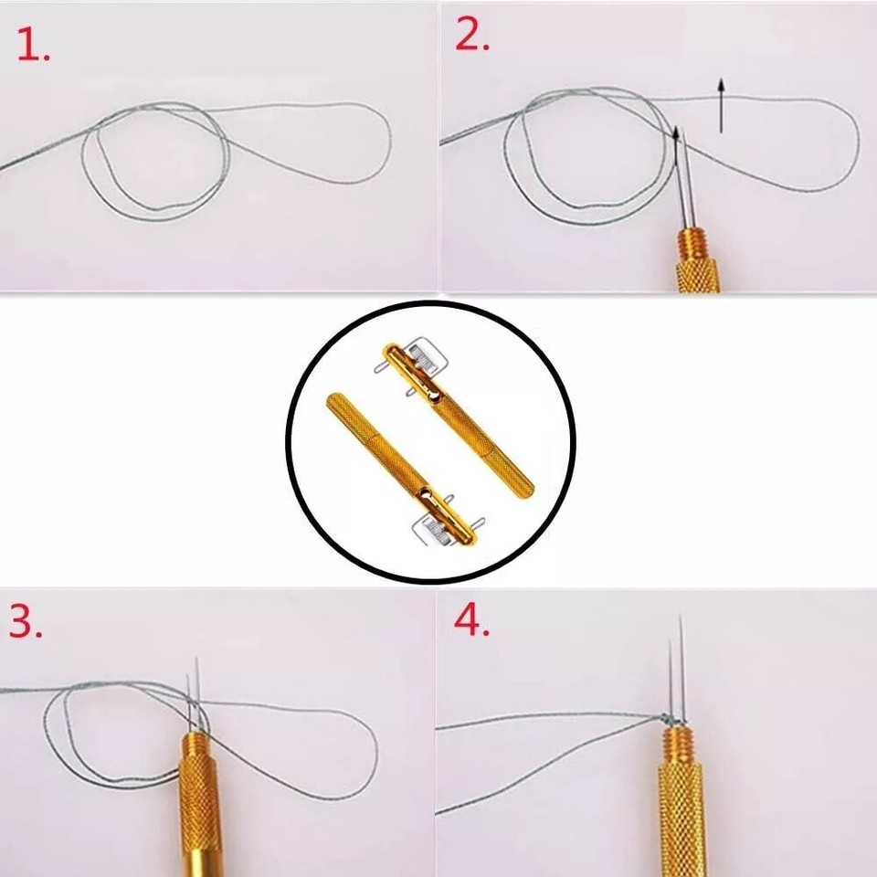 1/2X Gold Hook Tying Hook Tyer Fishing Line Hook Manual Knot Tying Tool ...
