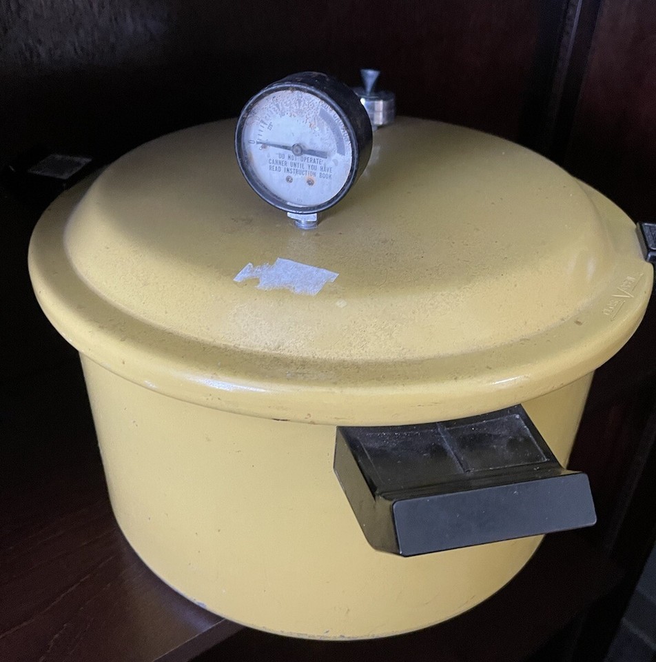 Vintage Retro Presto 12 Qt Pressure Cooker Canner Yellow Harvest Gold ...