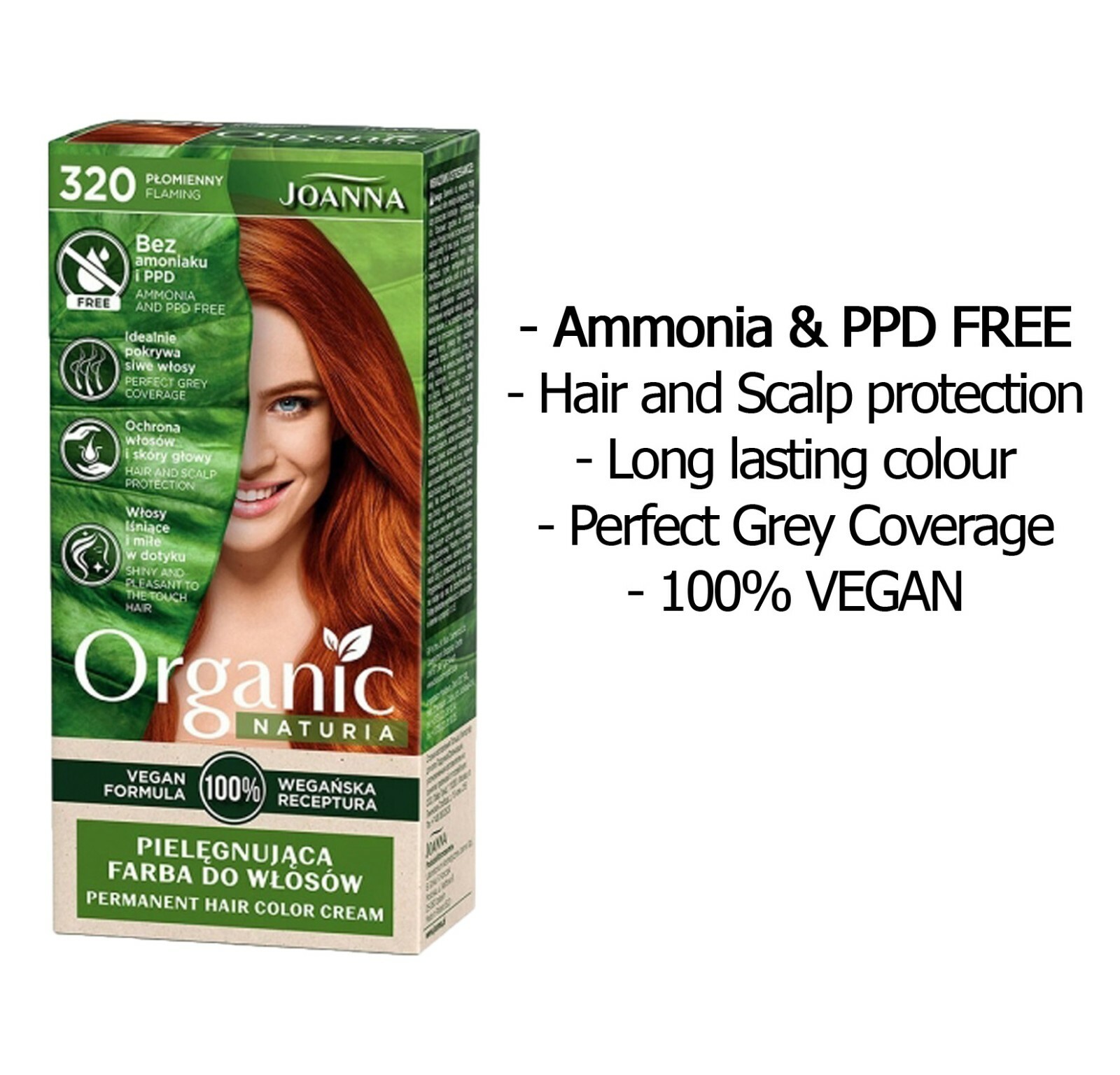 Joanna Naturia Organic Permanent Color Cream Cover Grey Hair Dye Colour ...