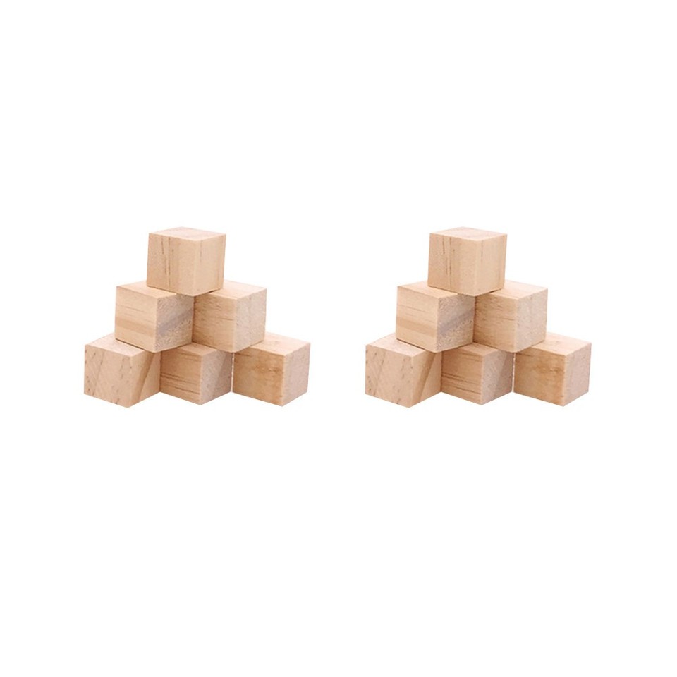 36 Pcs Cube Block Toy Bricks of Wood Square Craft Building Blocks ...