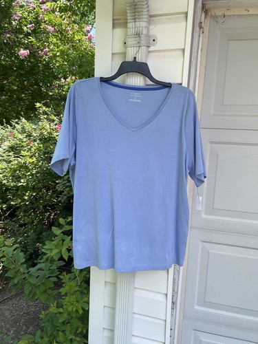 NWT Talbots Pretty Light Blue Pima Cotton V-neck Short Sleeve Top 3X | eBay