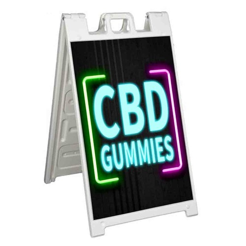 CBD GUMMIES NEON Signicade 24x36 Aframe Sidewalk Sign Banner Decal ...