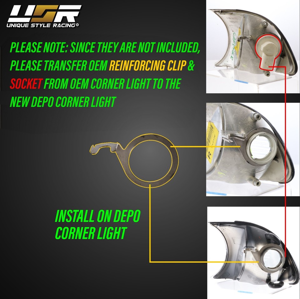 2002-2006 BMW E46 LCI DEPO Amber LED M3 Screw-On Clear Corner Signal ...