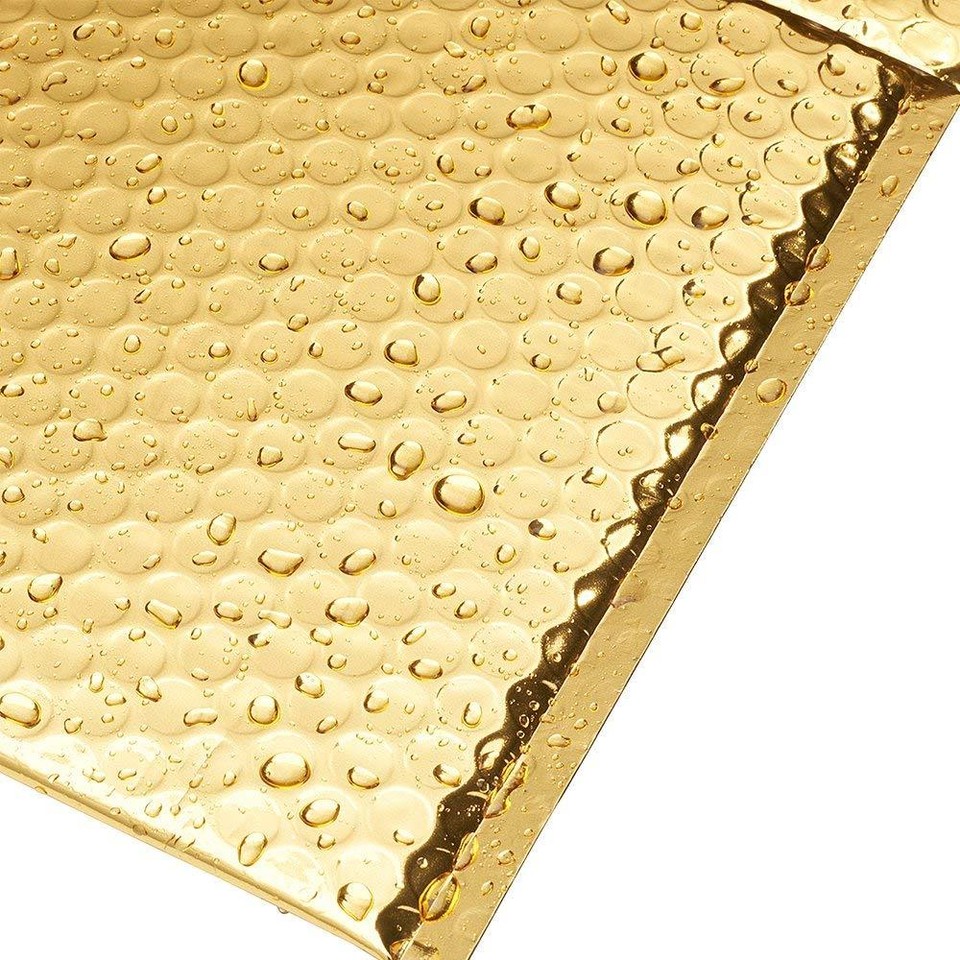 100 Extra Wide #0 Metallic Gold Poly Bubble Mailers 7x10 (Inner 6.625x9 ...