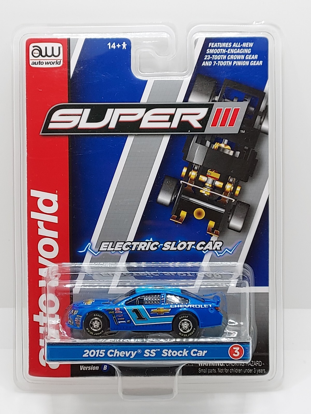 AUTO WORLD 2015 CHEVY SS NASCAR STOCK CAR # 1 SUPER III SLOT MINT ...