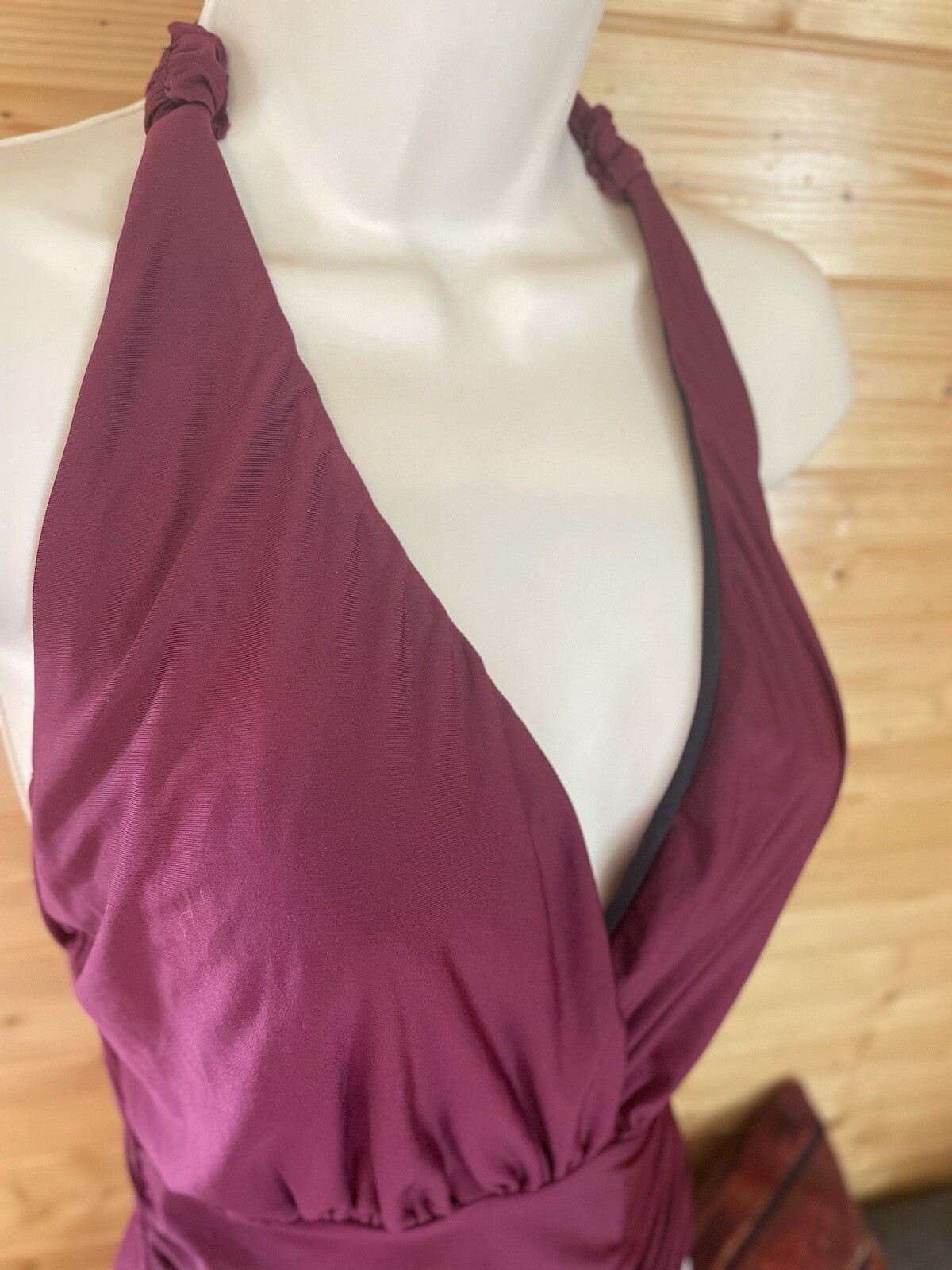 Venus One Piece Swimsuit Deep V-neck Halter Burgundy 6 | eBay